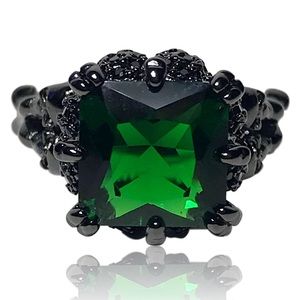 Jewelry | Vintage Gothic Green Gem Black Skull Ring | Poshmark